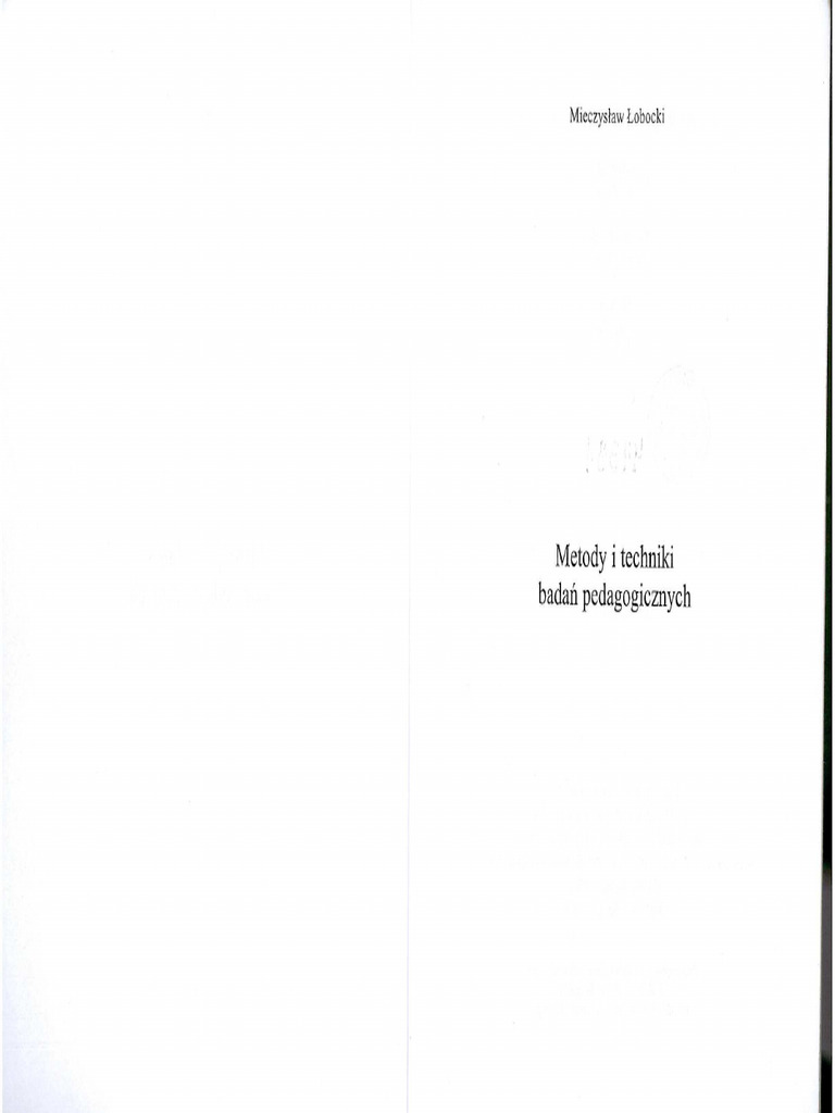 M. Łobocki Metody I Techniki Badań Pedagogicznych | PDF