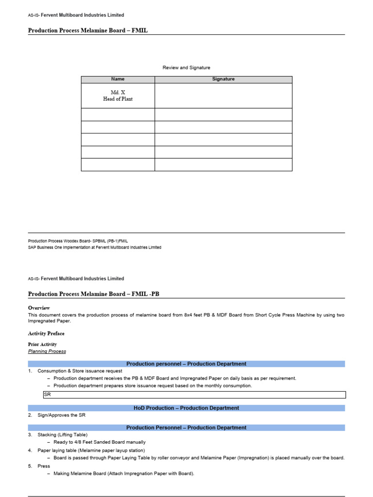 Melamine Board Production Process | PDF