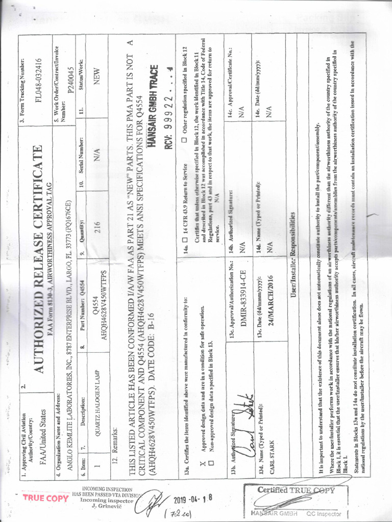 Q4554 - Form 8130-3 | PDF