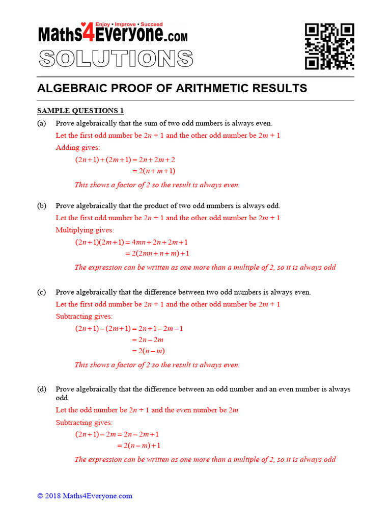 Algebraic Proof Solutions 34002 | PDF | Numbers | Mathematical Notation