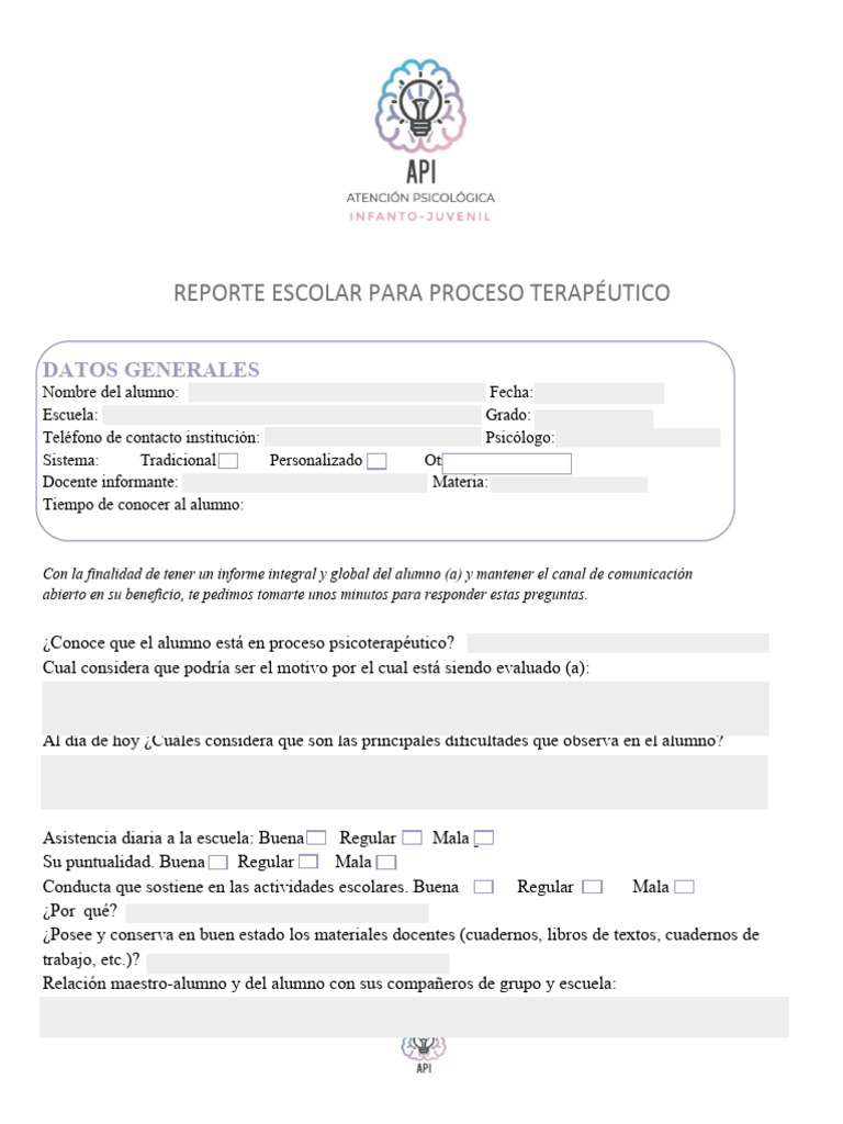 REPORTE ESCOLAR | PDF | Sicología