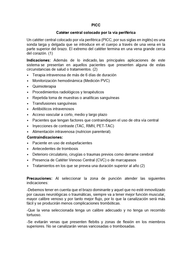Picc | PDF | Terapia intravenosa | Especialidades Medicas