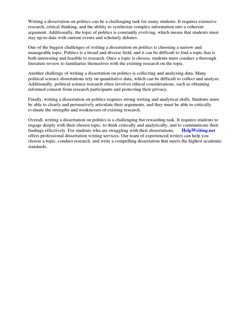 Dissertation Politics Examples | PDF | Thesis | Science