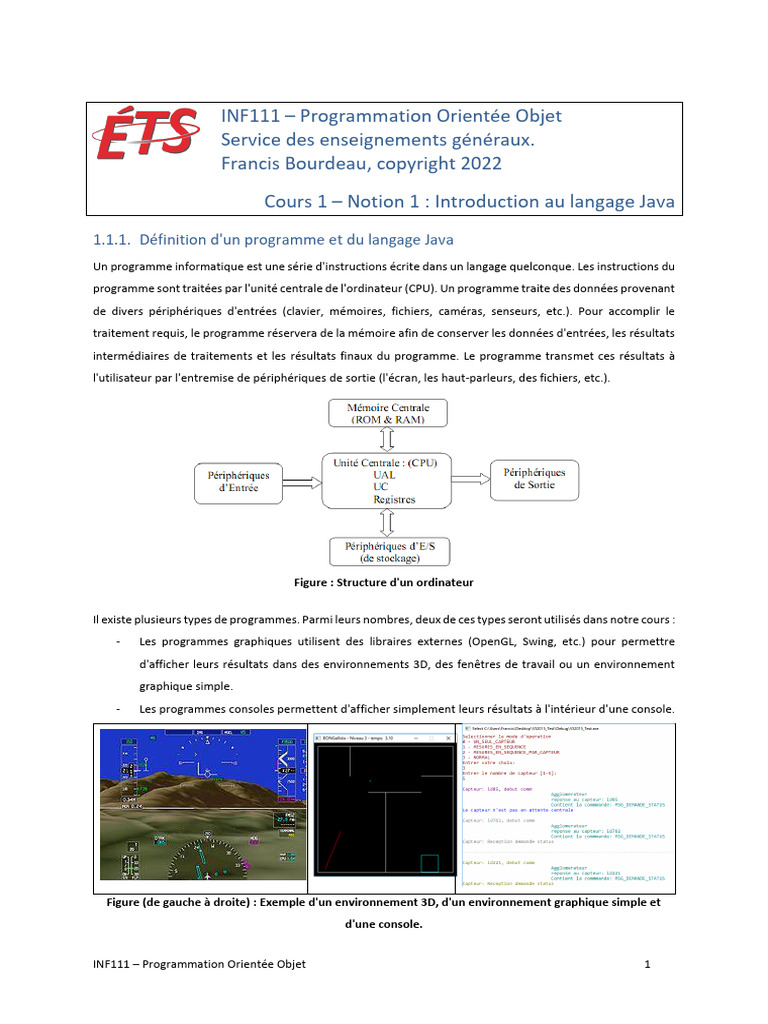 Cours1 1 Introduction | PDF | Java (Langage de programmation) | Programmation