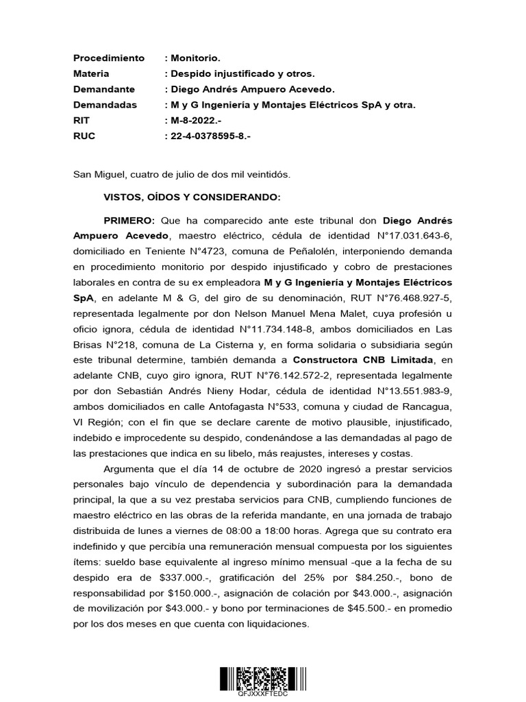 Sentencia Laboral | PDF | Derecho laboral | Outsourcing