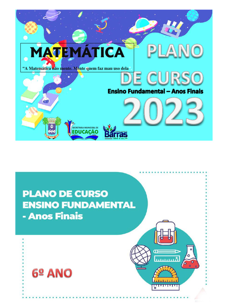 Plano de Curso de Matemática 6º a 8º Ano | PDF | Equações | Matemática
