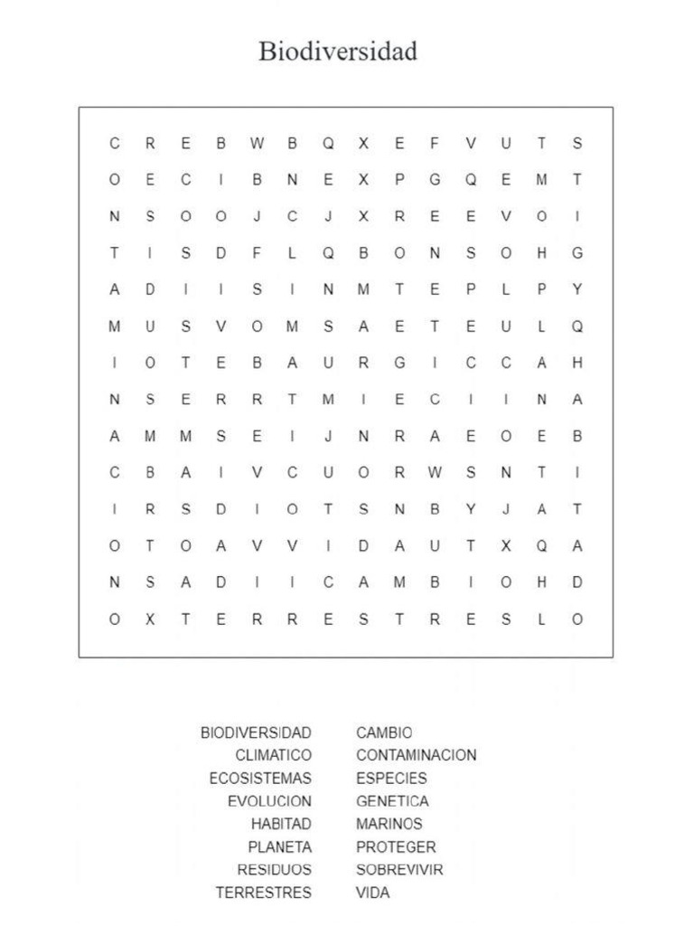 Biodiversidad sopa de letras | PDF