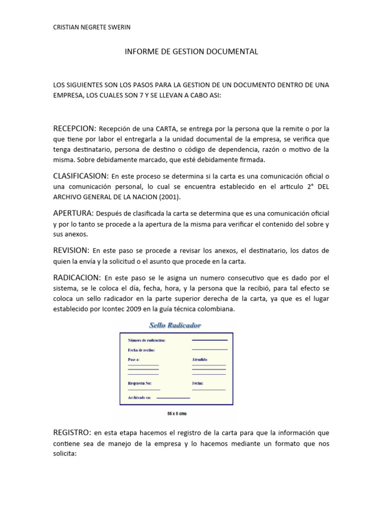 Informe de Administracion Documental | PDF