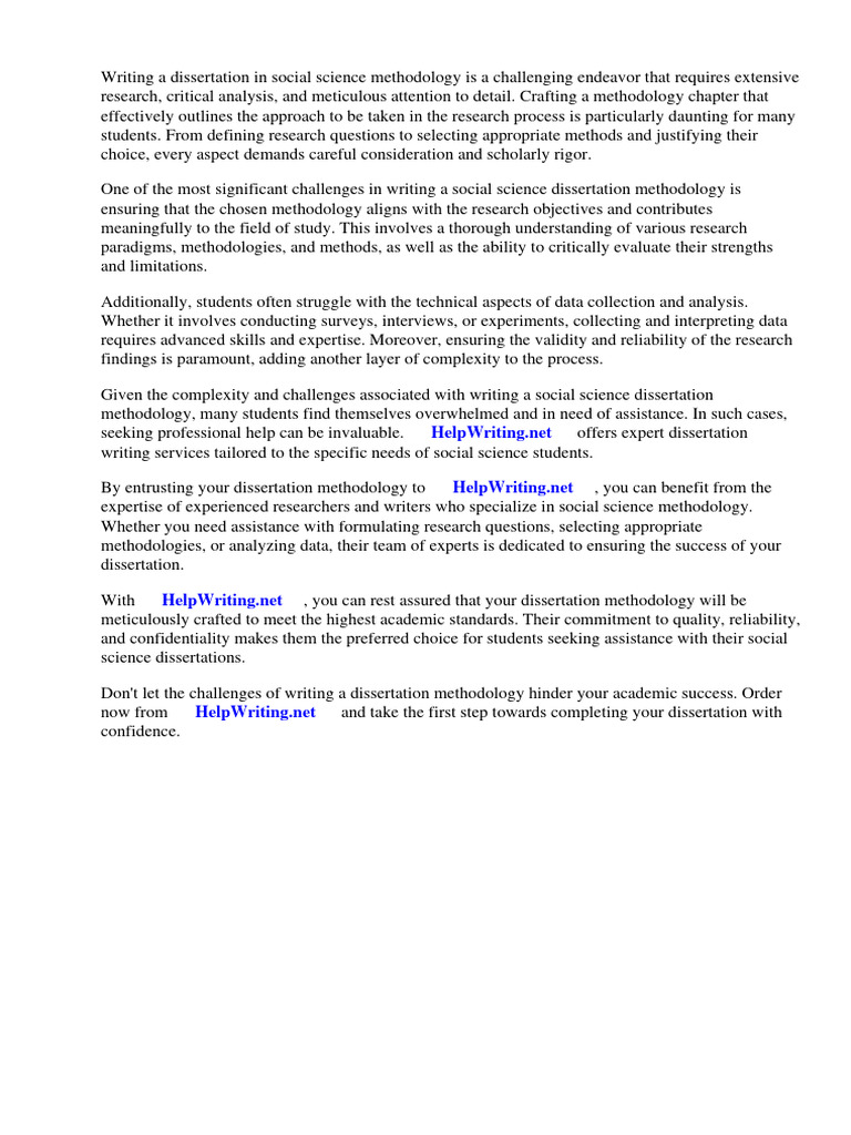 Social Science Dissertation Methodology | Download Free PDF ...