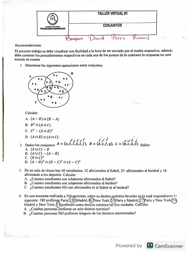 Taller de Conjuntos | PDF