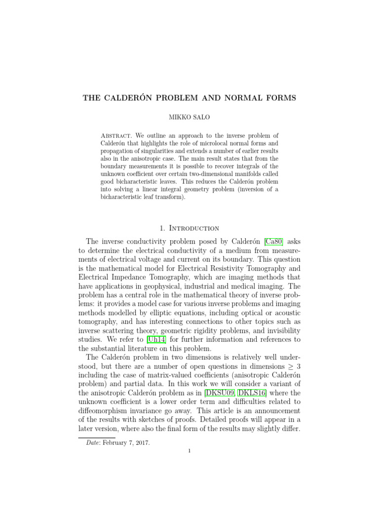 Calderon Normalforms v3 | PDF | Inverse Problem | Manifold