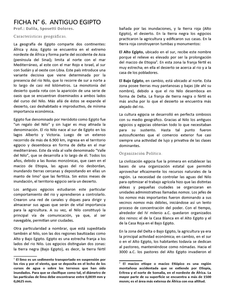 6_FICHA_DE_ANTIGUO_EGIPTO | PDF | Antiguo Egipto | Egipto
