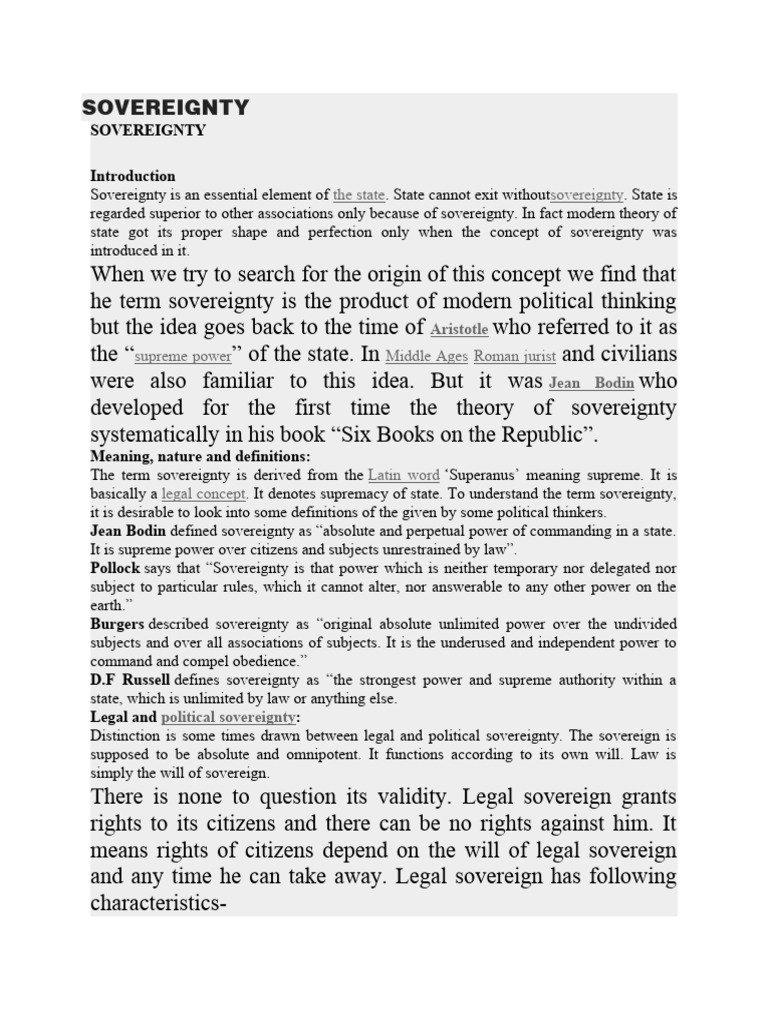 SOVEREIGNTY | PDF | Sovereignty | Jurisprudence
