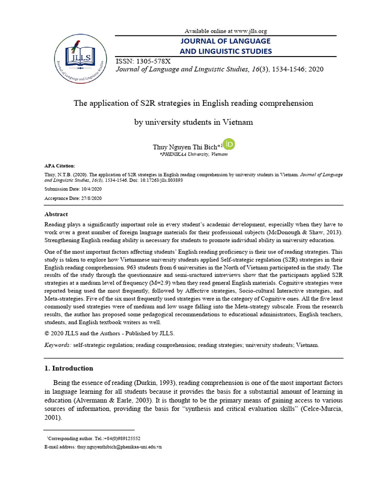 The Application of S2R Strategies in English Reading Comprehension | PDF | Reading Comprehension ...