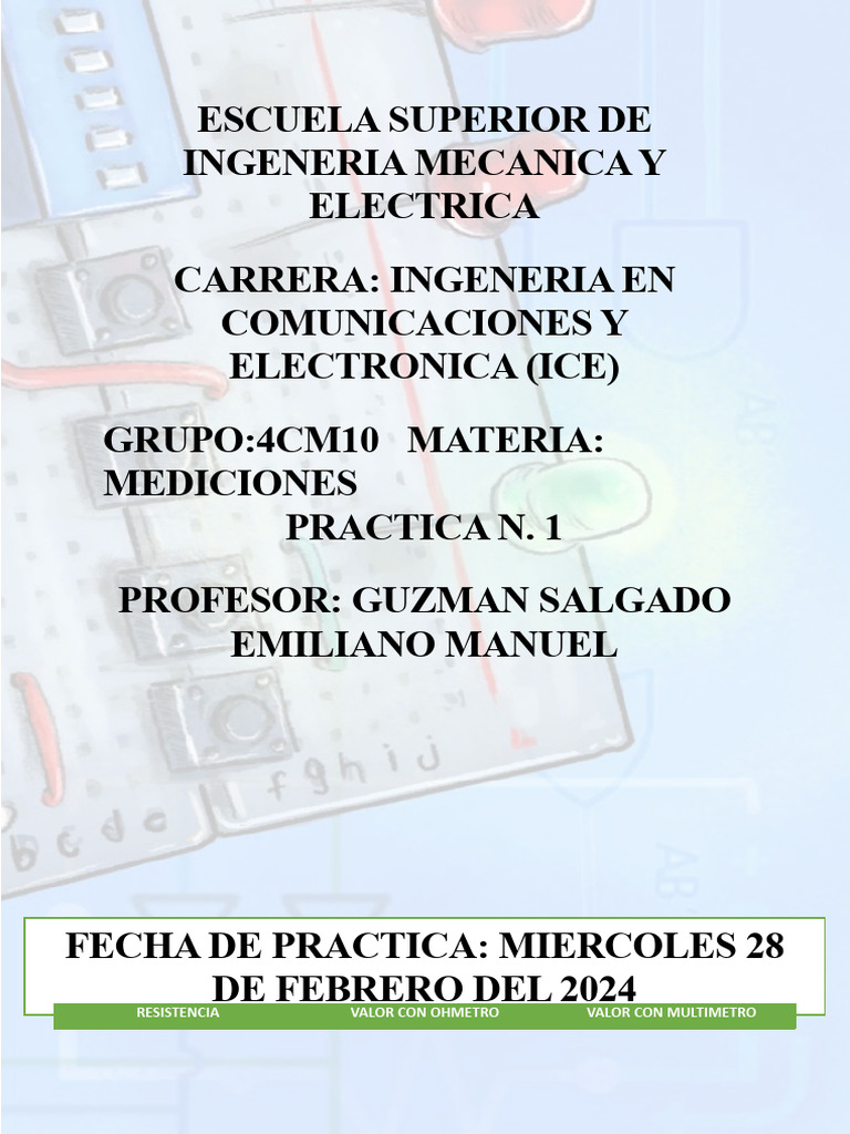 PRACTICA 1 DE MEDICIONES Lista | PDF | Metrología | Ingenieria Eléctrica