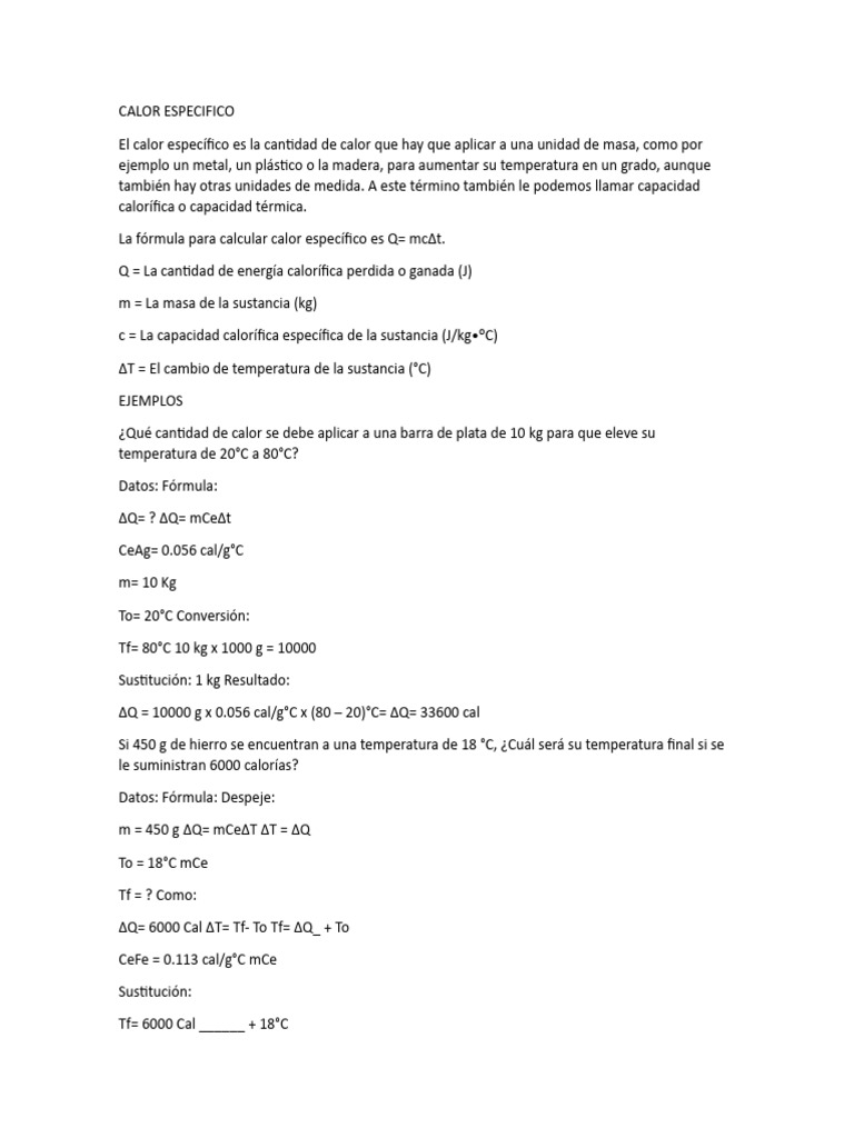 Calor Especifico | PDF