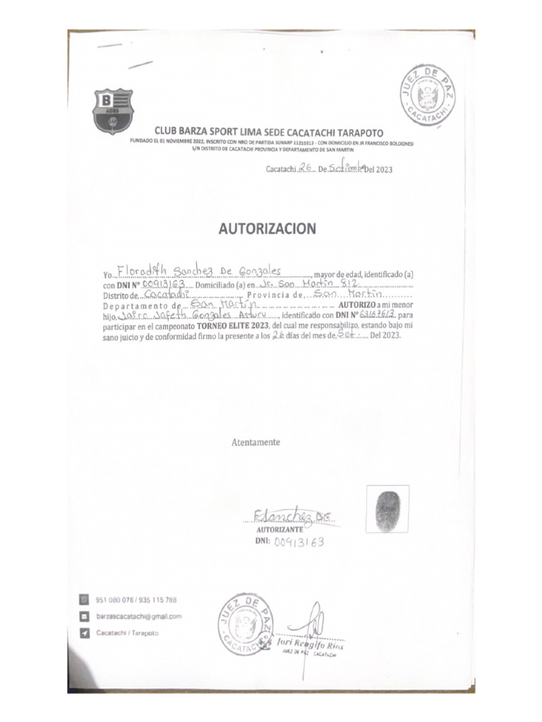 Club Barza Sport Lima Sede Cacatachi Tarapoto | PDF