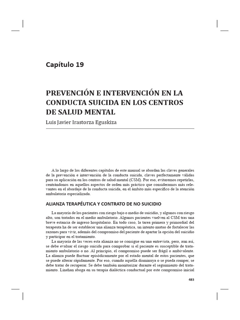 19 Prevenci N e Intervenci N de La Conducta Suicida en Los Centros de Salud Mental | PDF ...