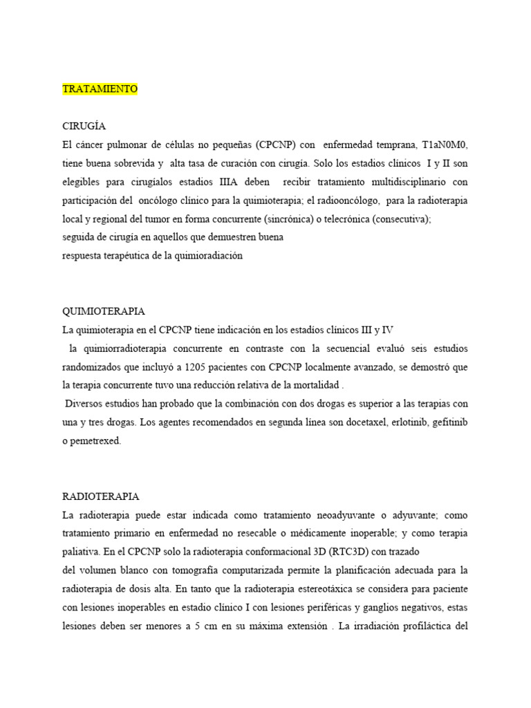TRATAMIENTO cá de pulmón.... | PDF | Terapia de radiación | Terapia