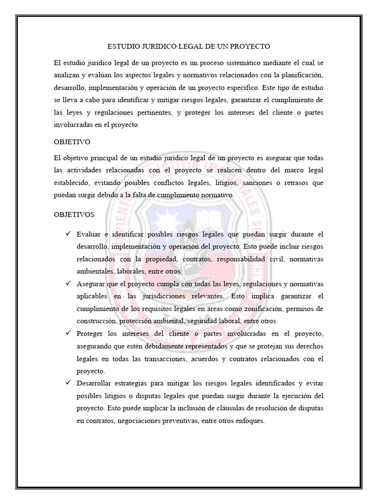 Estudio Juridico Legal de Un Proyecto | Descargar gratis PDF | Derecho ...