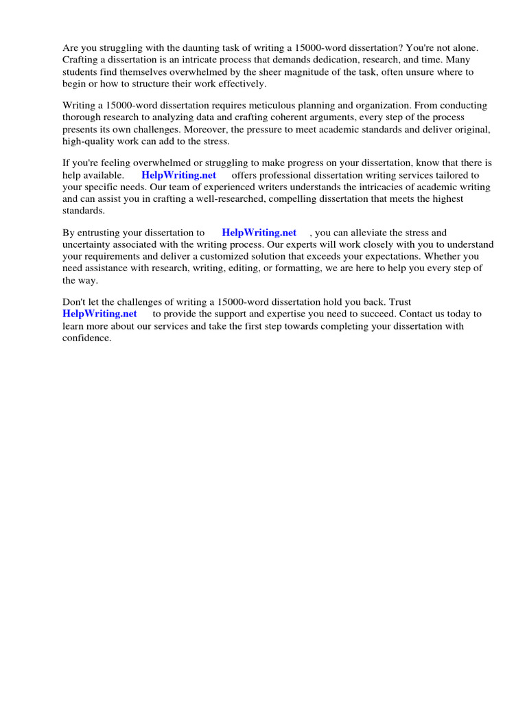 How Long To Write 15000 Word Dissertation | PDF | Thesis | Methodology