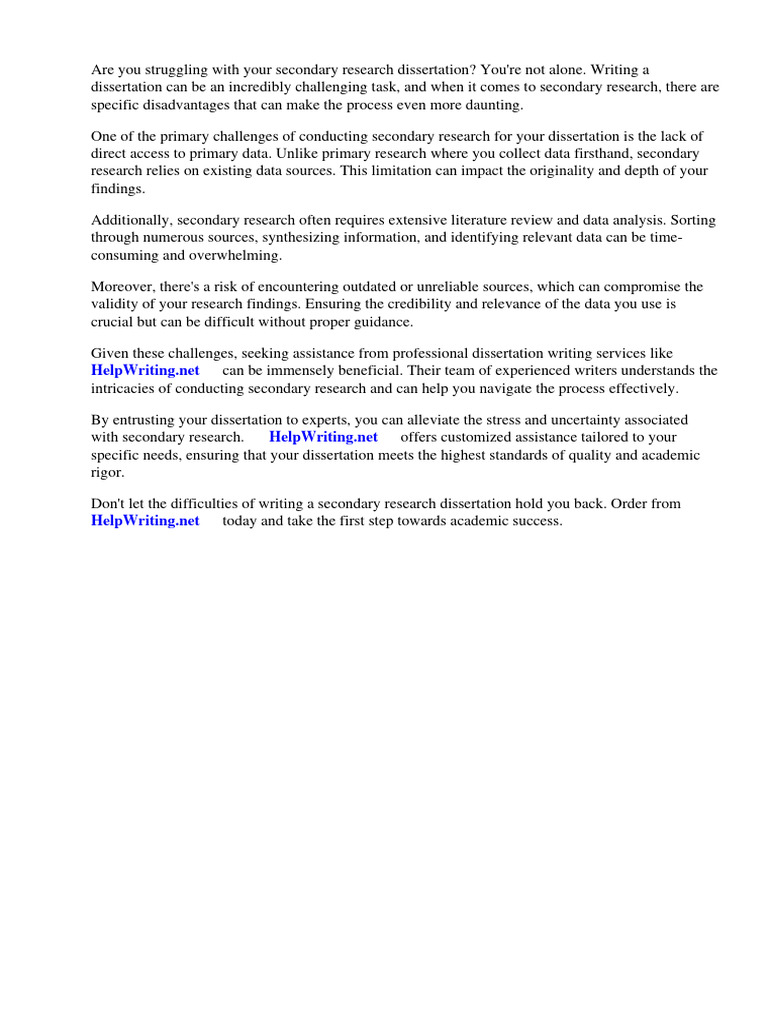 Secondary Research Dissertation Disadvantages | PDF | Qualitative ...