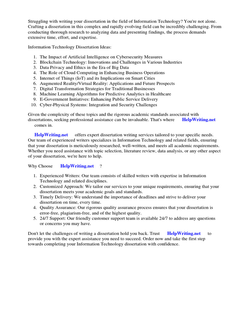 Information Technology Dissertation Ideas | PDF | Thesis | Information