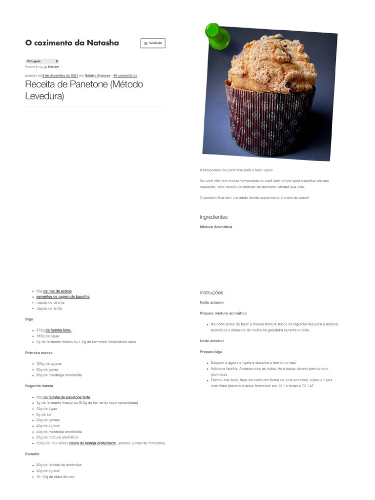 Panettone Recipe (Yeast Method) - Natasha's Baking | PDF | Massa ...