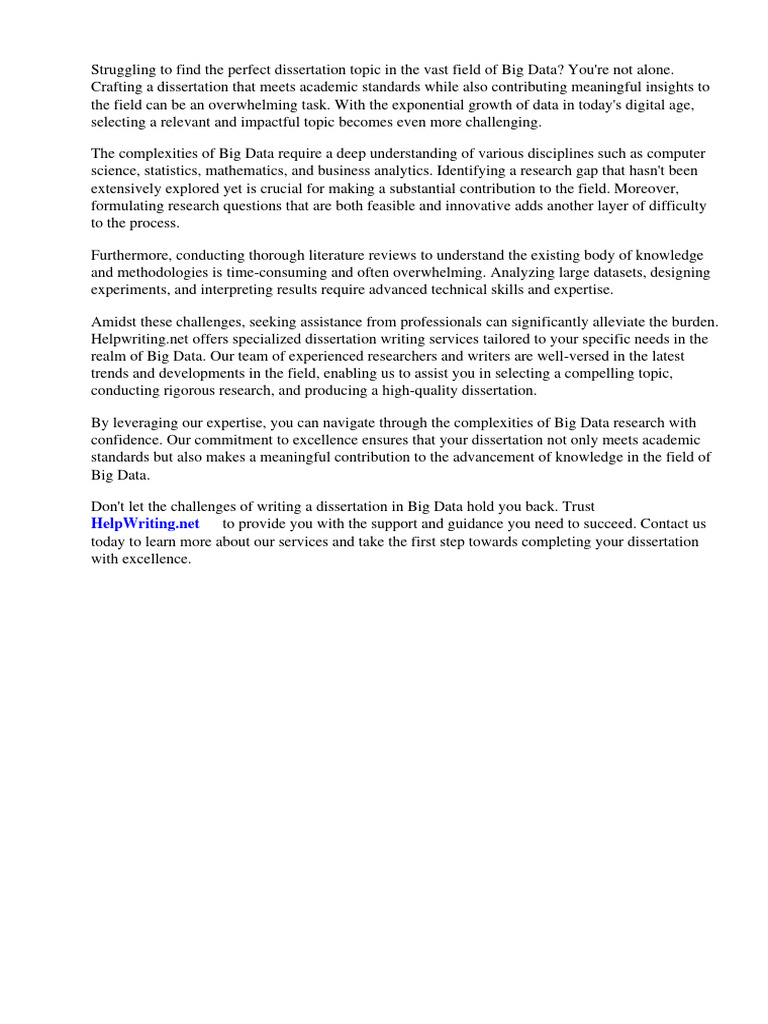 Dissertation Topics in Big Data | PDF | Big Data | Thesis