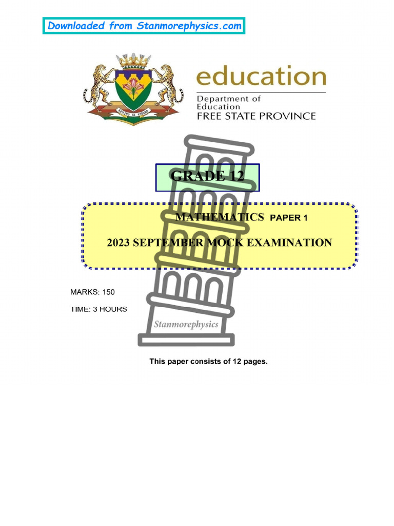 PreTrial-FS-Maths-Grade-12-August-2023-P1-and-Memo | PDF