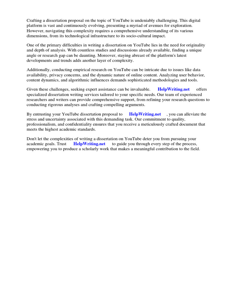 Youtube Dissertation Proposal | PDF | Thesis | Methodology