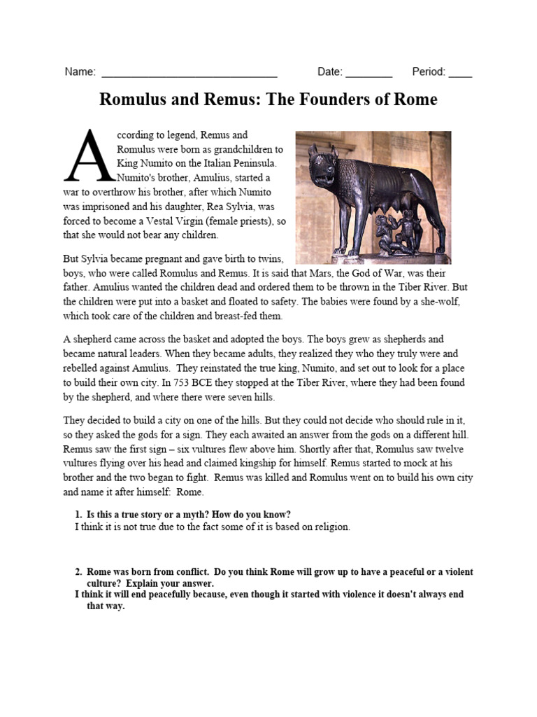 20.21 Rome Geography Mythology and Republic Review | PDF | Romulus And ...