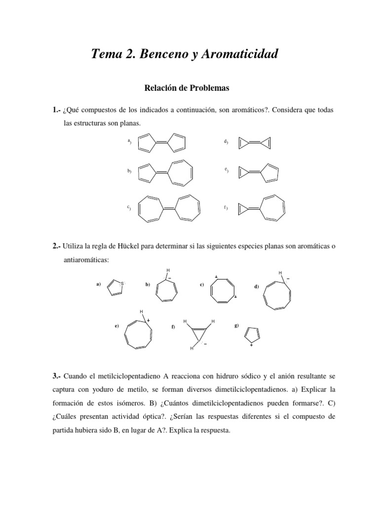 Aromaticidad y Benceno: Problemas y Análisis | PDF | Química Orgánica ...
