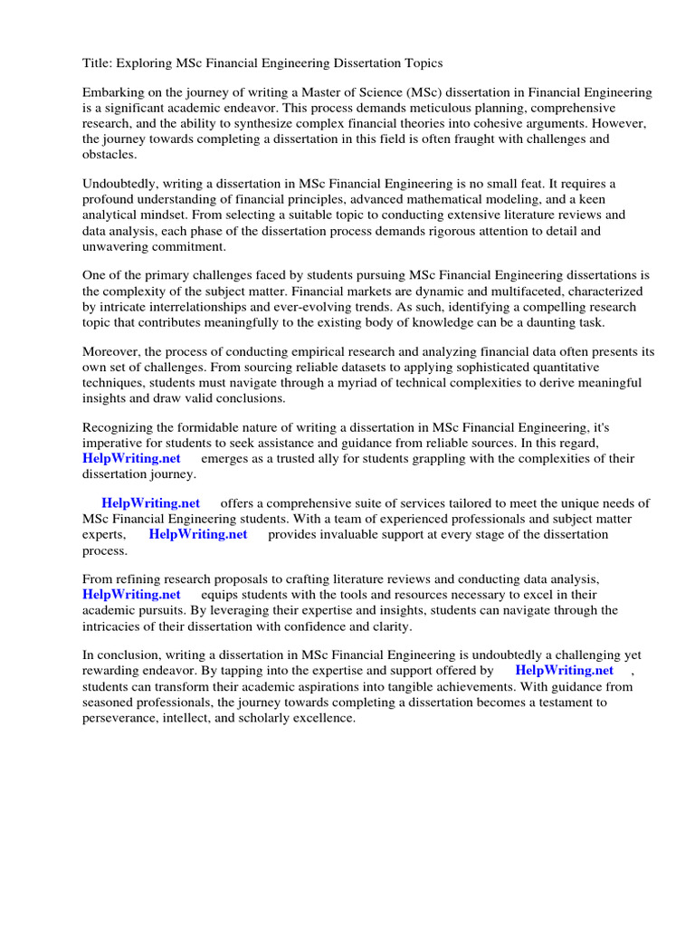MSC Financial Engineering Dissertation Topics | PDF | Initial Public ...