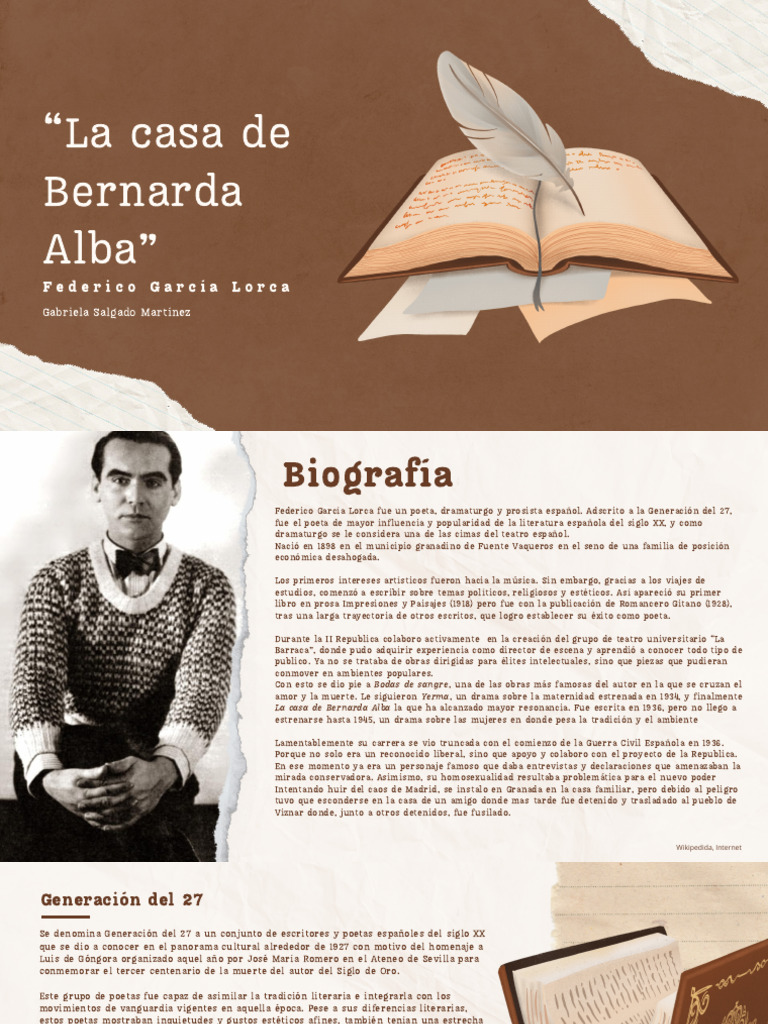 Presentación "La Casa de Bernarda Alba" de Gabriela Salgado | PDF | Federico García Lorca