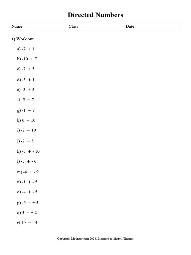 Directed Numbers | PDF | Languages | Foreign Language Studies