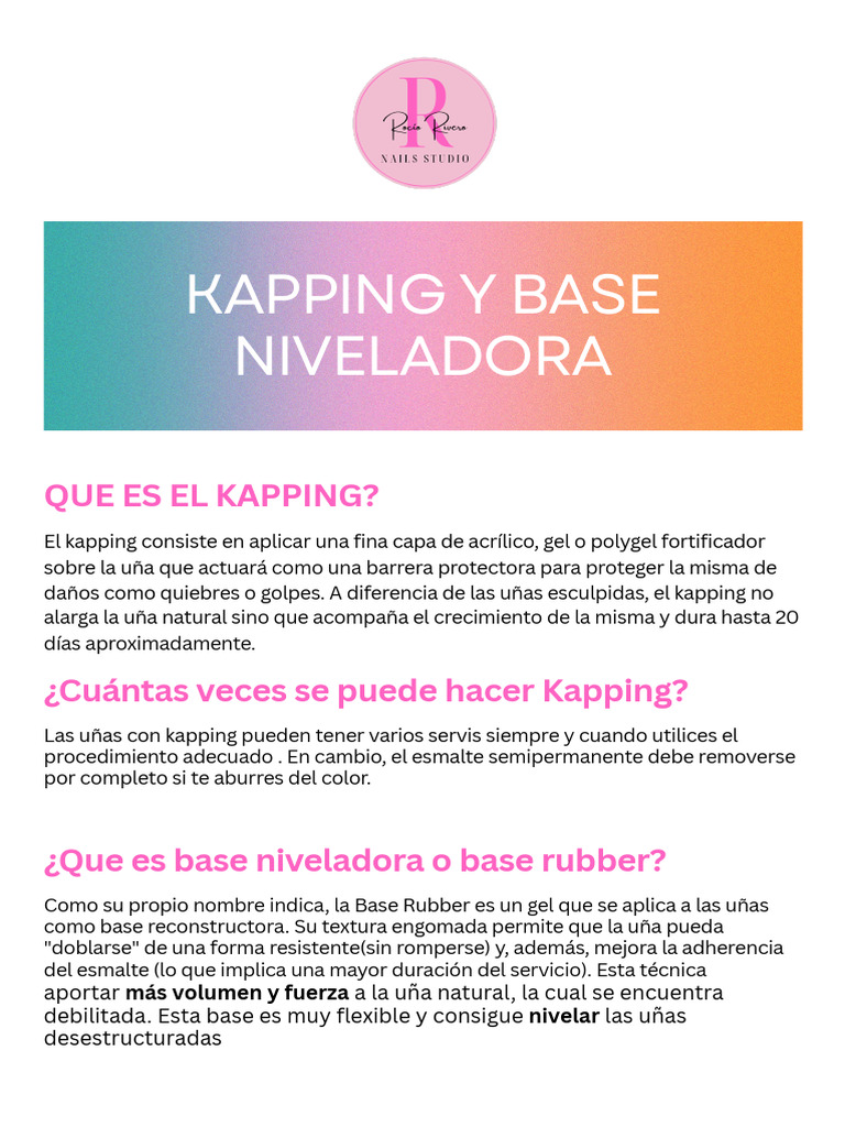 Curso Kapping y Base Niveladora Rociorivero - Nailsstudio | PDF | Clavo (anatomía) | Virus