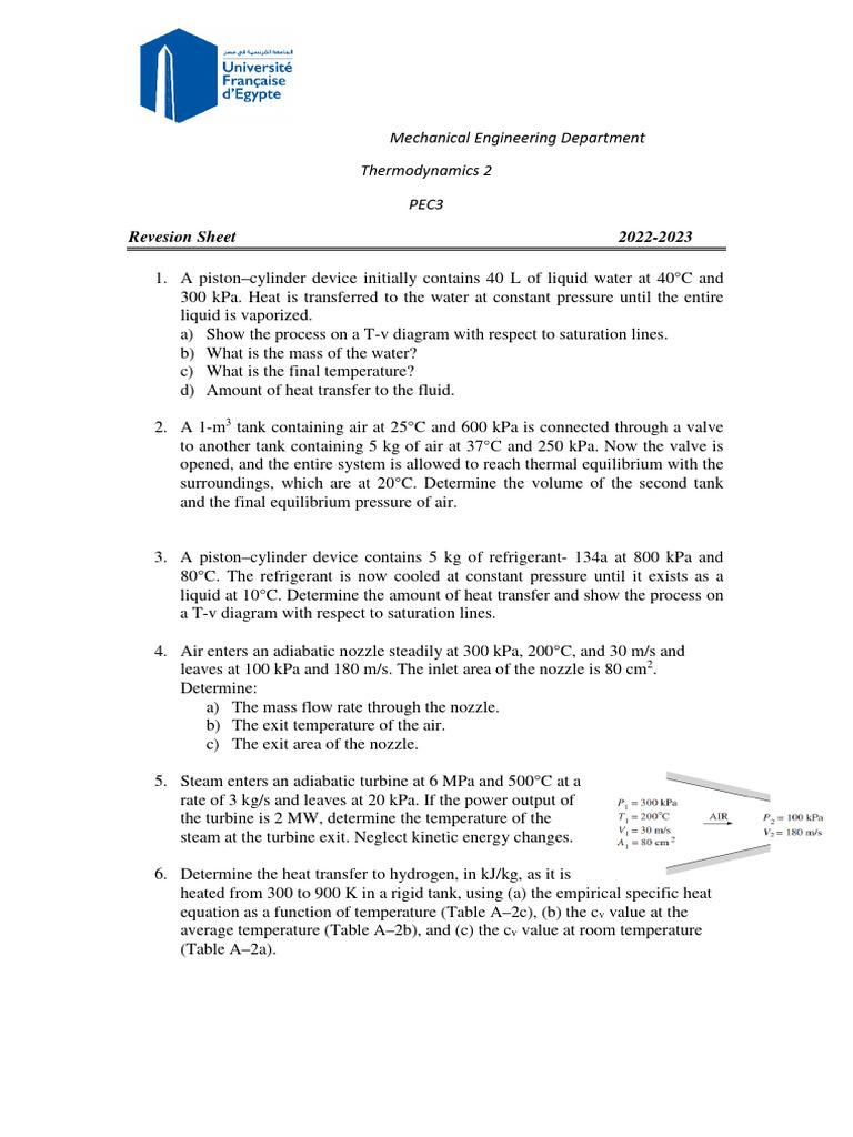 Assignment 0 Revision ThermoI | PDF