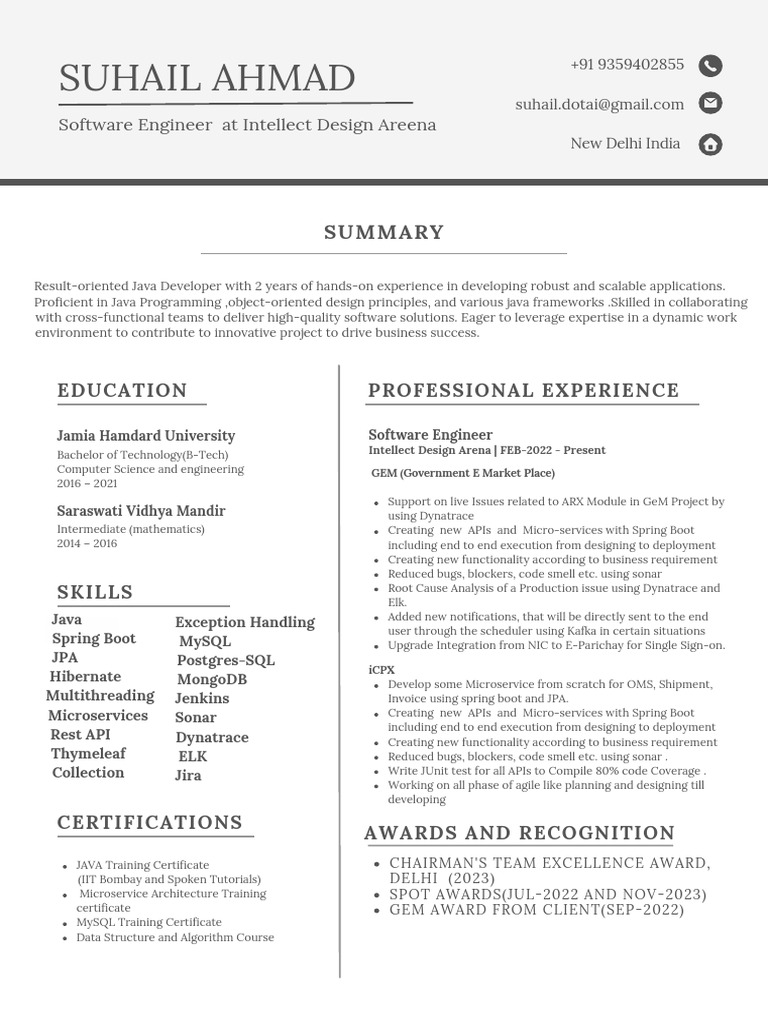 suhail resume-Java Developer | PDF | Software | Java (Programming Language)