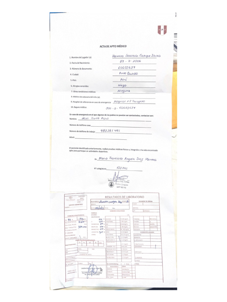 Acta de Apto Médico | PDF