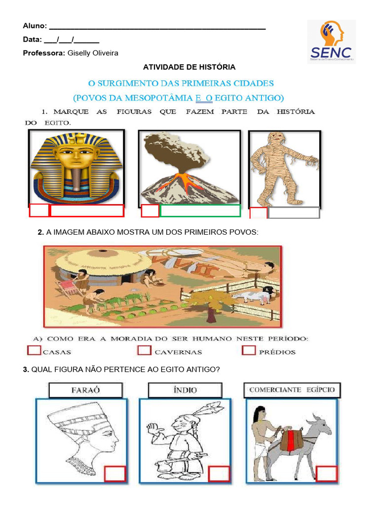 ATIvidade HIStoria PRIMERIOS POVOS E O EGITO ANTIGO Adaptada | PDF | Carreira e Crescimento