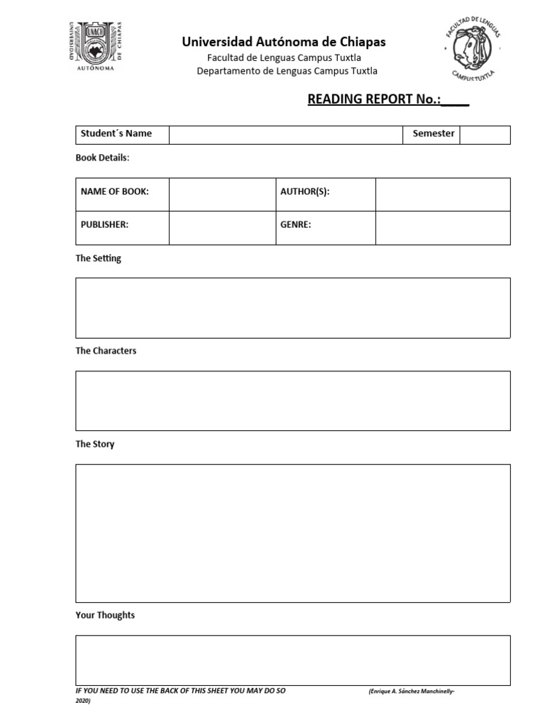 Reading Report Format-2020 | PDF