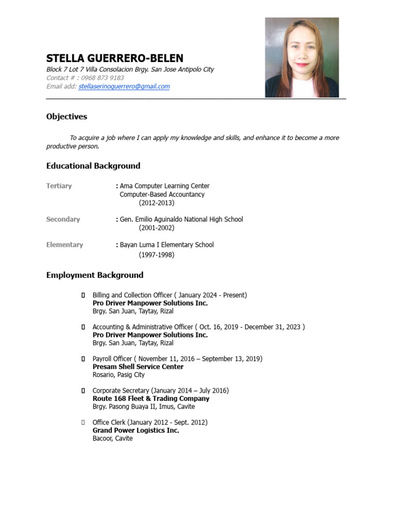 Stella Guerrero Bellen Resume | PDF