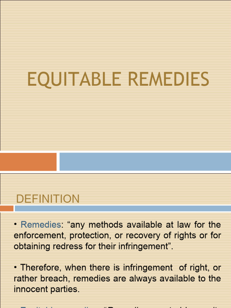 Equitable Remedies | PDF | Legal Remedy | Equity (Law)