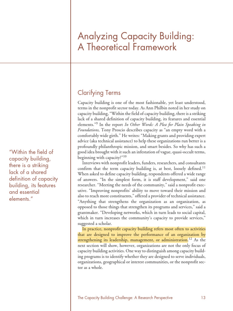 Reading Material Lecture 4 - Analyzing Capacity Building | PDF ...