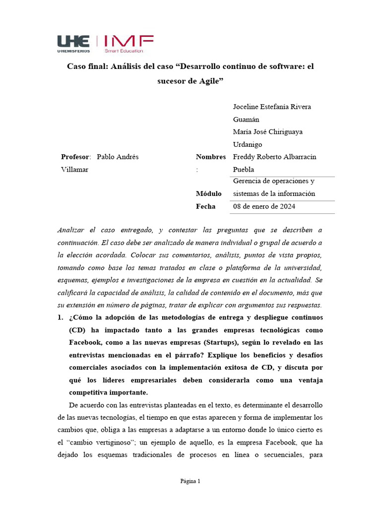 Caso Practico Sucesor de Agile | PDF | Software | Ingeniería de software