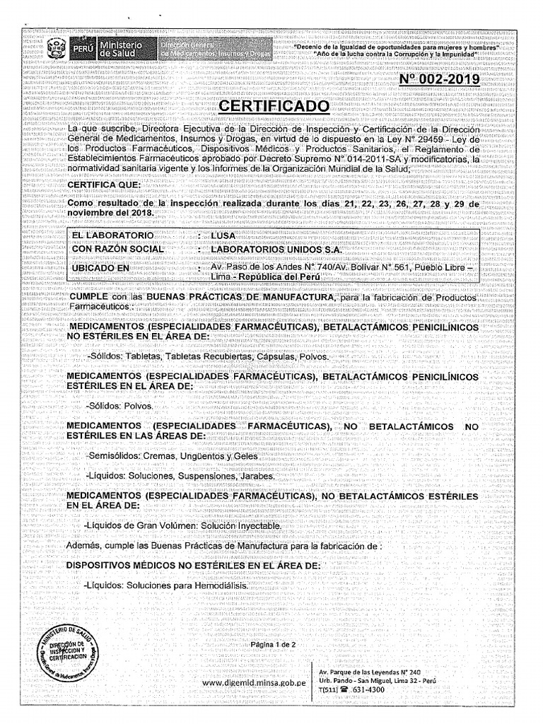 Certificado BPM #002-2019 | PDF