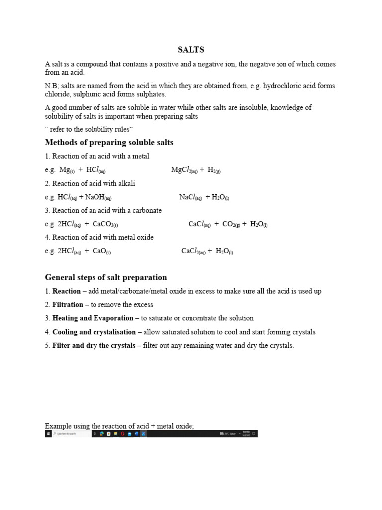 SALTS | Download Free PDF | Precipitation (Chemistry) | Solubility