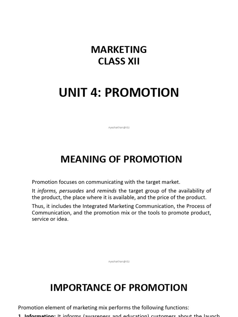 UNIT - 4 PROMOTION (1) | PDF | Advertising | Marketing