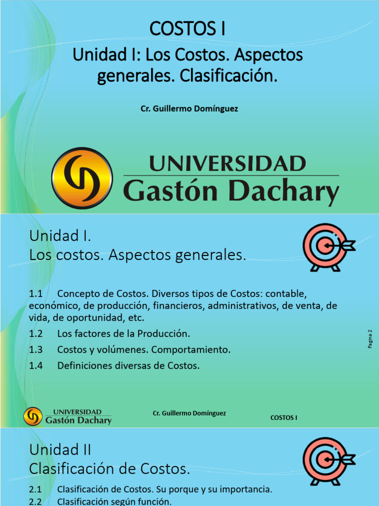 1 Costos I Contador - Unidad I y II | PDF | Contabilidad | Contabilidad ...